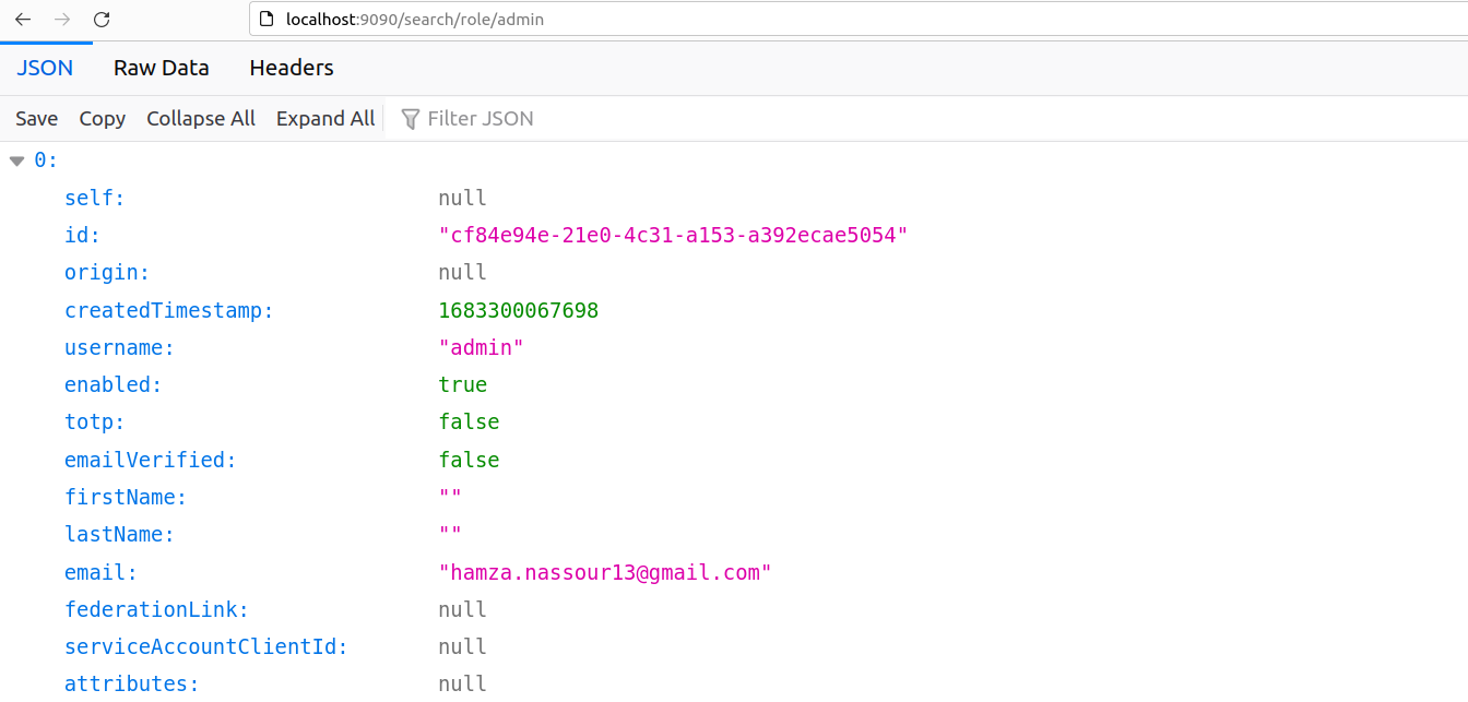 Search Users in Keycloak using Admin REST APIs