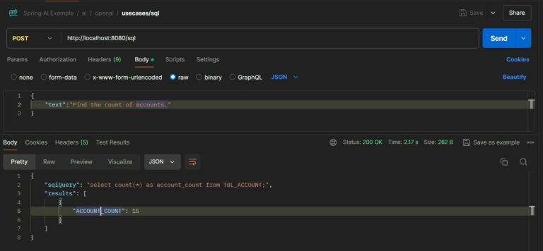 Query Relation Database using GenAI and Spring AI