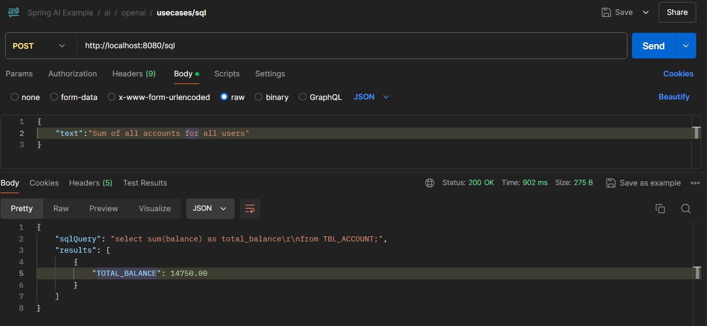 Query Relation Database using GenAI and Spring AI