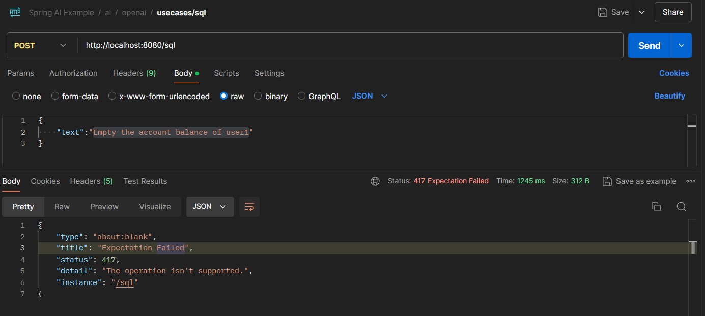 Query Relation Database using GenAI and Spring AI